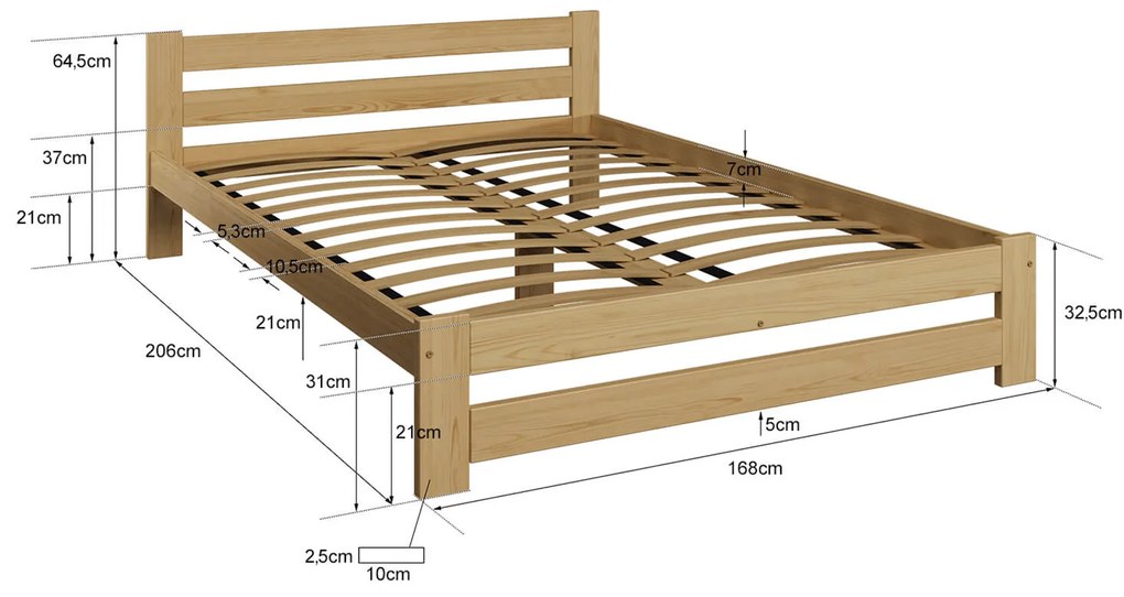 Postel z masivu VitBed 160x200cm Eureka dub s roštem + Matrace Niobé 160x200