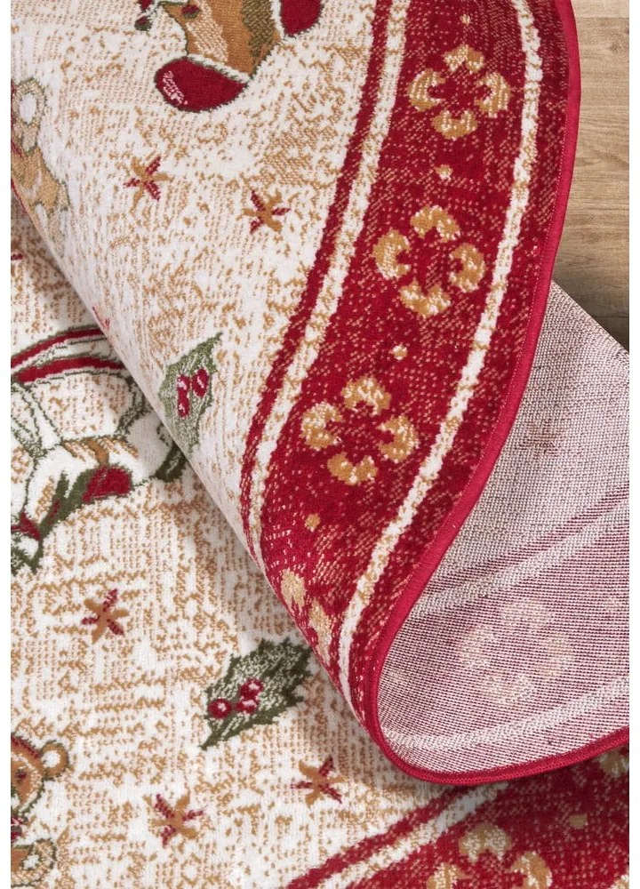 Červený kulatý koberec s vánočním motivem s příměsí bavlny ø 200 cm Toy's Delight Red Christmas – Villeroy&amp;Boch