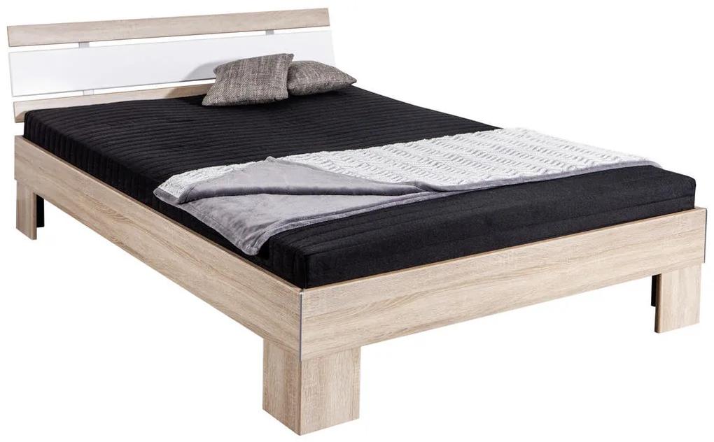 XXXLutz FUTONOVÁ POSTEL, 140/200 cm, kompozitní dřevo, bílá, Sonoma dub Carryhome - Manželské postele