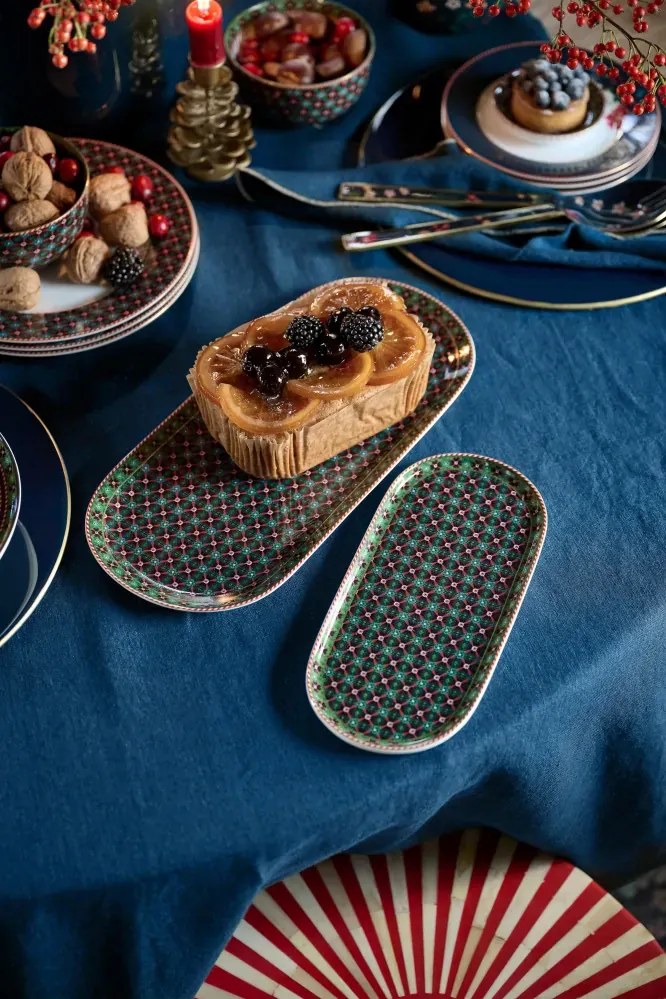 Pip Studio Berry Blues servírovací tác 25x12cm, zelený (podlouhlý servírovací tác)