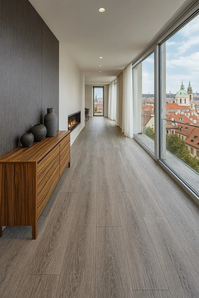 PVC podlaha - lino Flexar Nerok 1430 Oak Select Dark Grey, na mieru, šíře 2m,4m, šedá, bez podkladu, chodba / predsieň, Gerflor