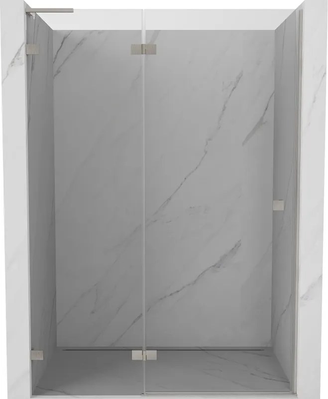 Mexen, Mexen Lunar L levé otočné sprchové dveře 140 cm, transparentní, broušený nikl - 834L-140-000-97-00-L