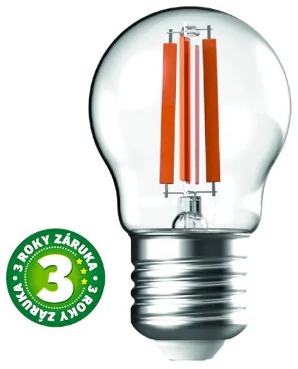 Ultra úsporná prémiová retro LED žárovka E27 4,9W 806lm G45 denní filament ekv. 60W 3 roky