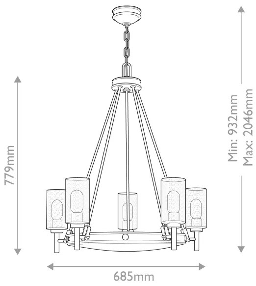 Hinkley HK-COLLIER5-BX - Lustr na řetězu COLLIER 5xE27/40W/230V pr. 68,5 cm
