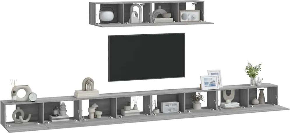 6dílný set TV skříněk šedý sonoma kompozitní dřevo 3114612
