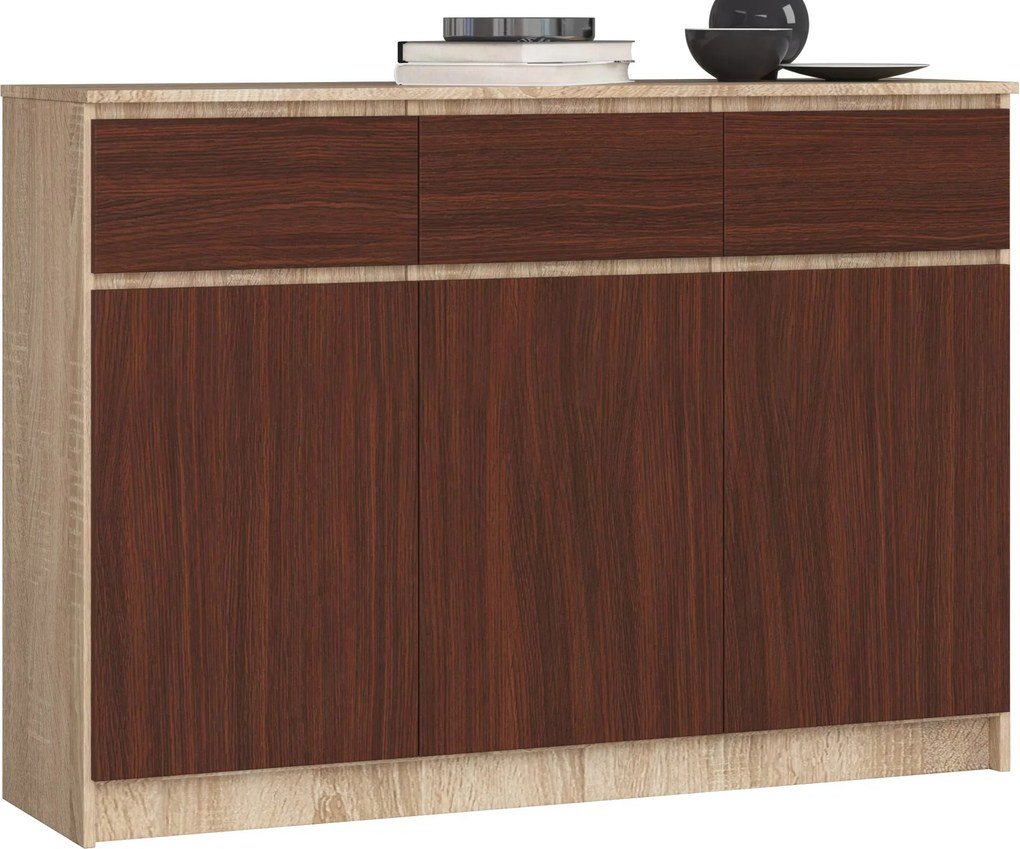 Komoda K140 3D3SZ dub sonoma/wenge