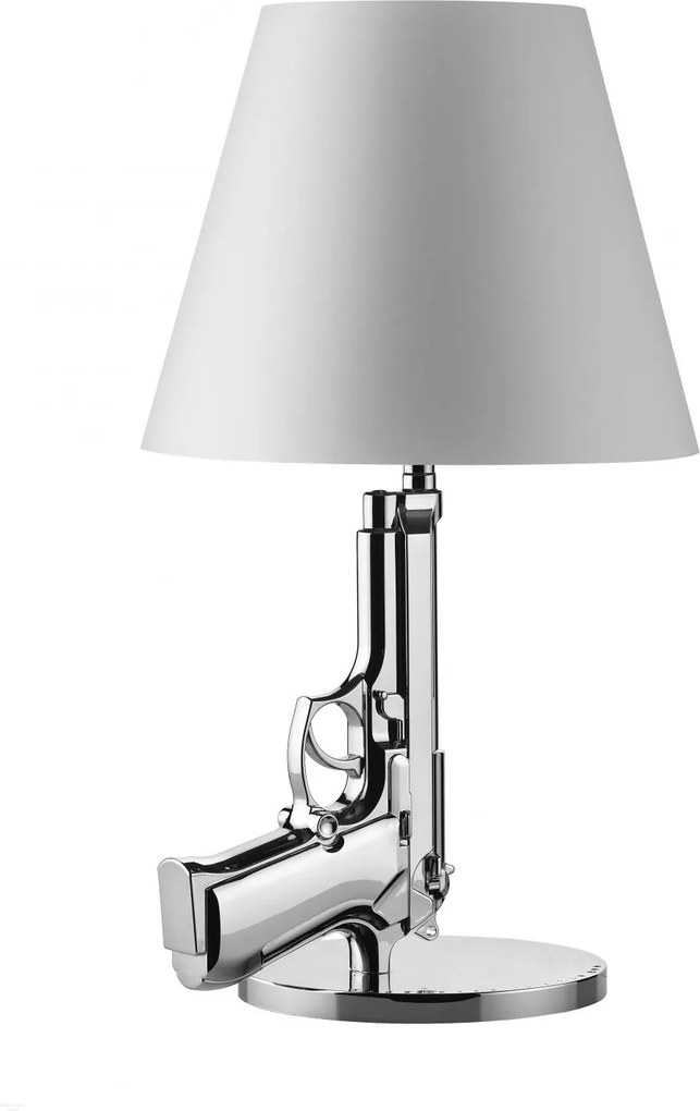 Flos F2953057 GUN_BEDSIDE GUN, designová stolní lampa, 1x75W, chrom, výška: 43cm