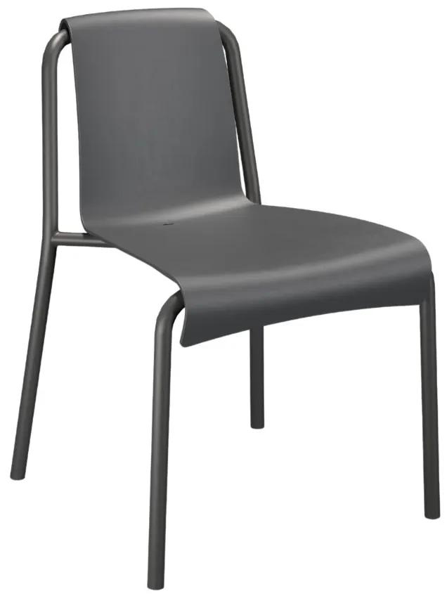 OnaDnes -20% Tmavě šedá plastová zahradní židle HOUE Nami