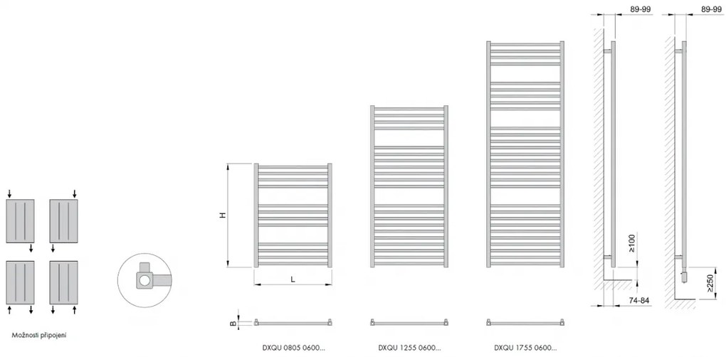 Isan Quadrat Inox 1755 x 600 mm koupelnový radiátor nerez