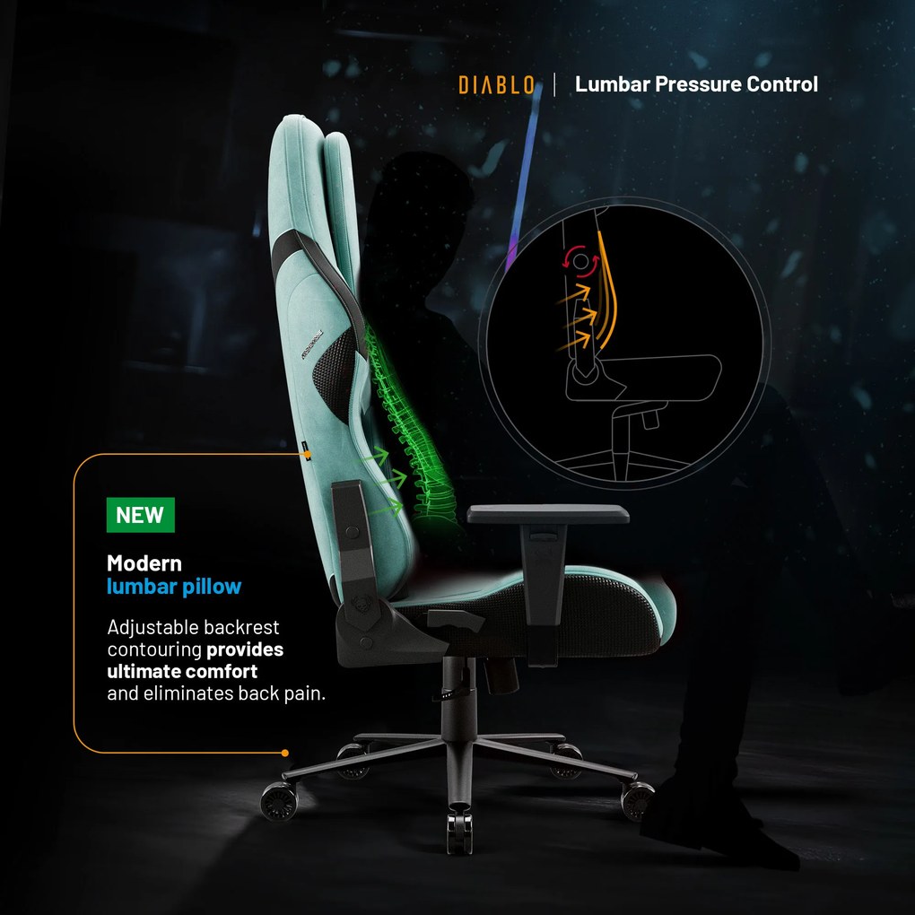 Herní židle Normal Size, mátový-černý: Diablo X-One Prime Mystic Mint