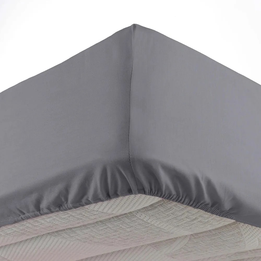 Antracitové napínací prostěradlo z mikrovlákna 90x190 cm Oscar – douceur d'intérieur