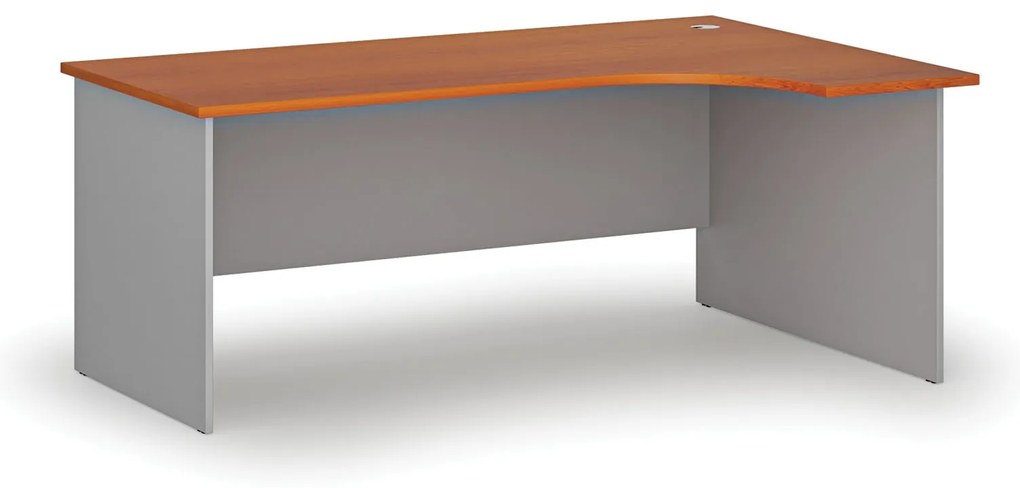 Rohový kancelářský psací stůl PRIMO GRAY, 180x120 cm, pravý, šedá/třešeň