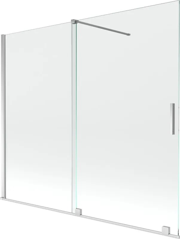 Mexen Velar dvoukřídlová skládací vana, 180 x 150 cm, transparentní, chrom - 896-180-000-01-01