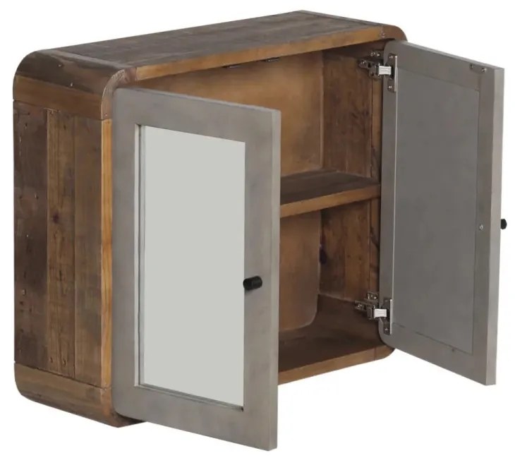 furniture-nabytek.cz - Masivní koupelnová zrcadlová skříňka Dingora z recyklované borovice, lakovaná, přírodní / šedá – 67×20×55 cm