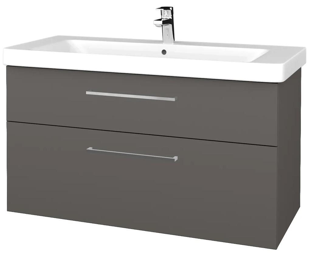 Dřevojas Koupelnová skříň Q MAX SZZ2 105 Varianta: N01 Bílá lesk / Úchytka T02 / D16 Beton tmavý