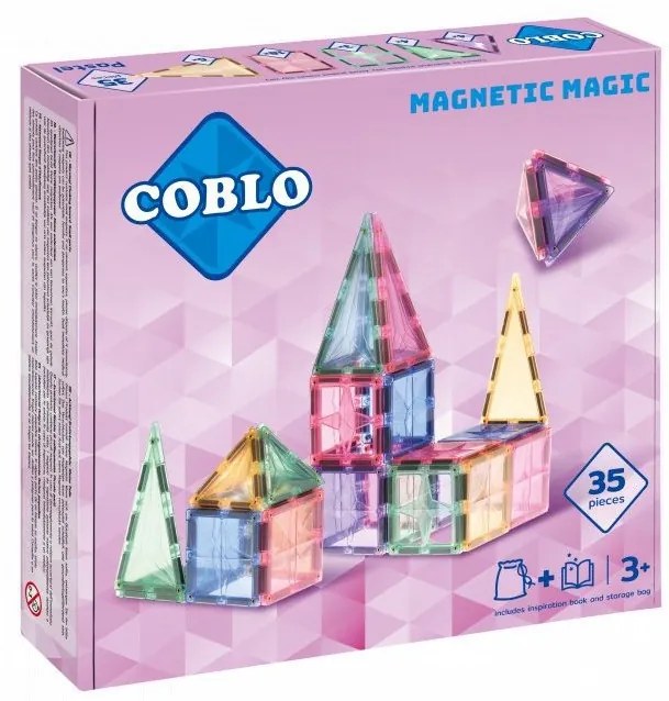 Coblo magnetická stavebnice 35 dílů - pastel