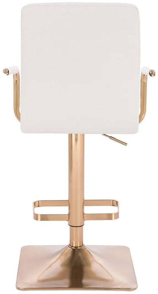 LuxuryForm Barová židle VERONA GOLD na zlaté hranaté základně - bílá