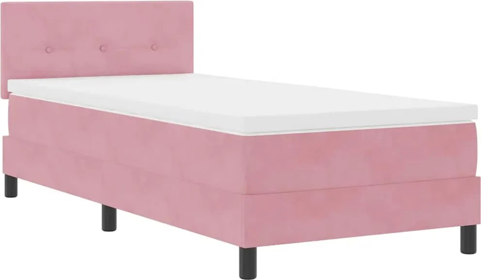 Postel s boxspringem s čelo Růžová 100 x 200 cm samet 3339157
