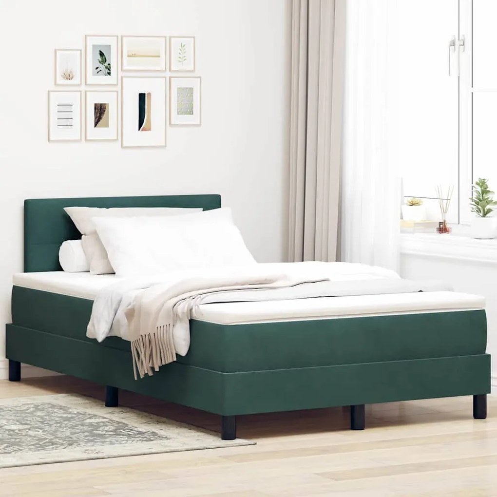 Postel s boxspringem s matrací Tmavě zelená 120 x 190 cm samet 3339095