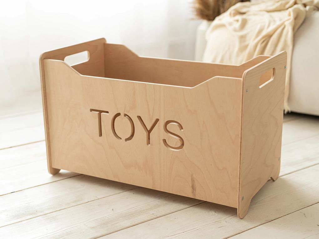 Woodisio Box na hračky TONI Barva: Transparentní lak - bílá, Variant: Maxi