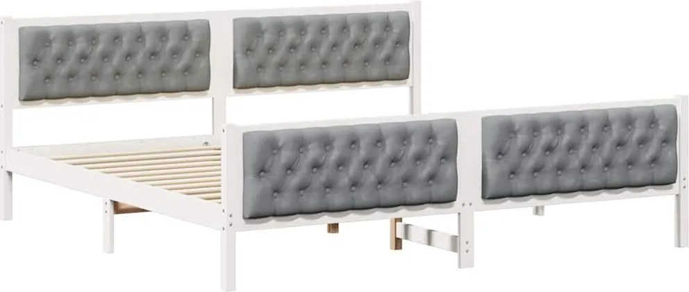 Rám postele Světle šedá 200 x 200 cm Masivní borové dřevo 3394272