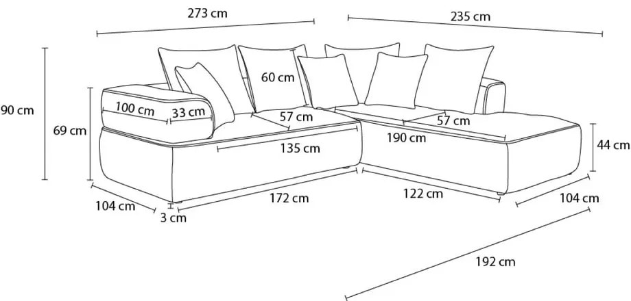 Růžová žinylková rohová pohovka (levý roh/do L) Whesley – Bobochic Paris