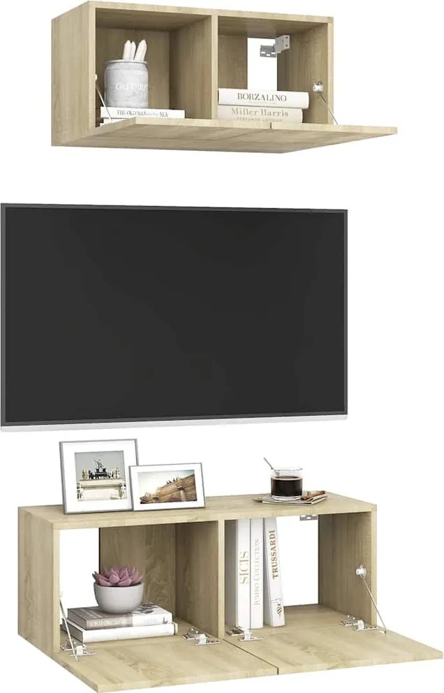 2dílný set TV skříněk dub sonoma kompozitní dřevo 3079015