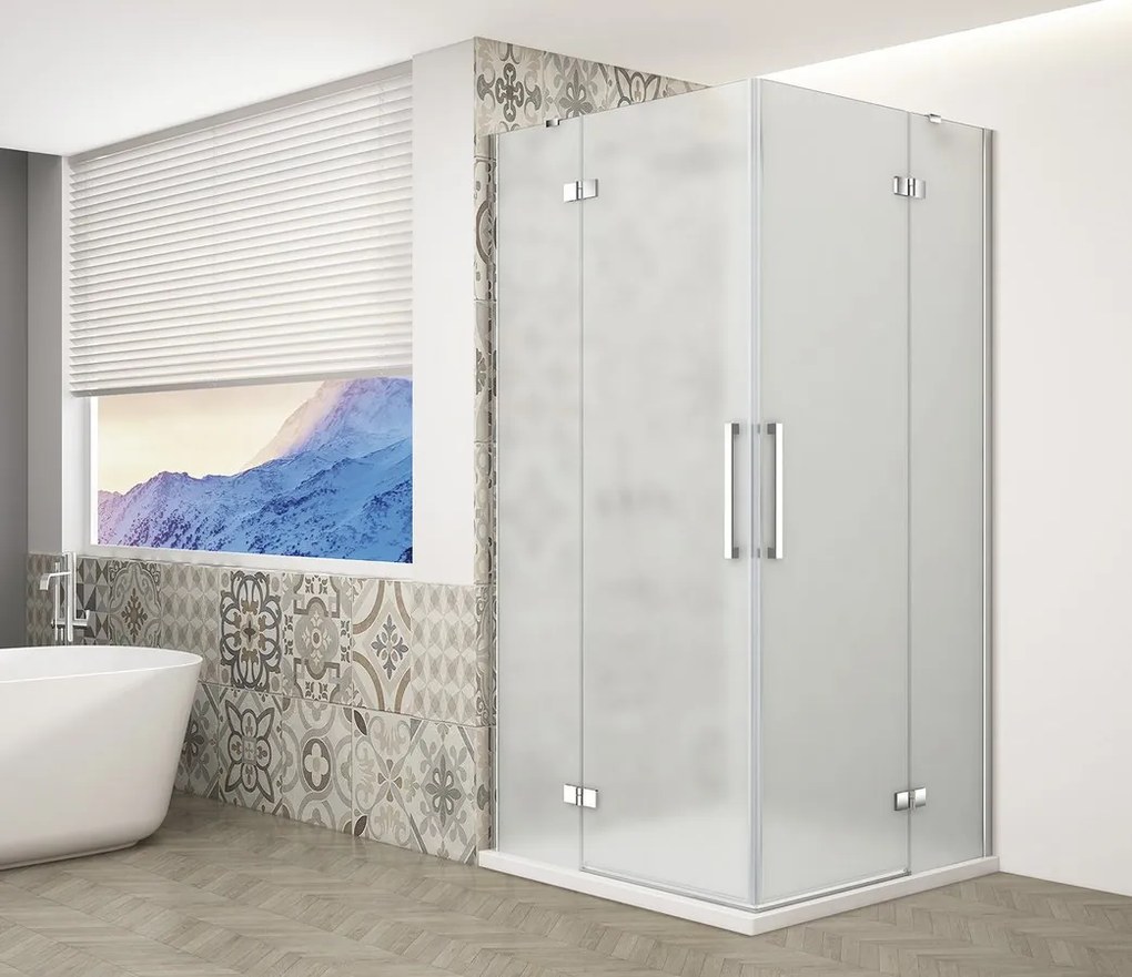 Gelco Trinity Chrom čtvercový sprchový kout 100 x 100 x 200 cm otevírací aluchrom sklo matné GT2210-10M-CH