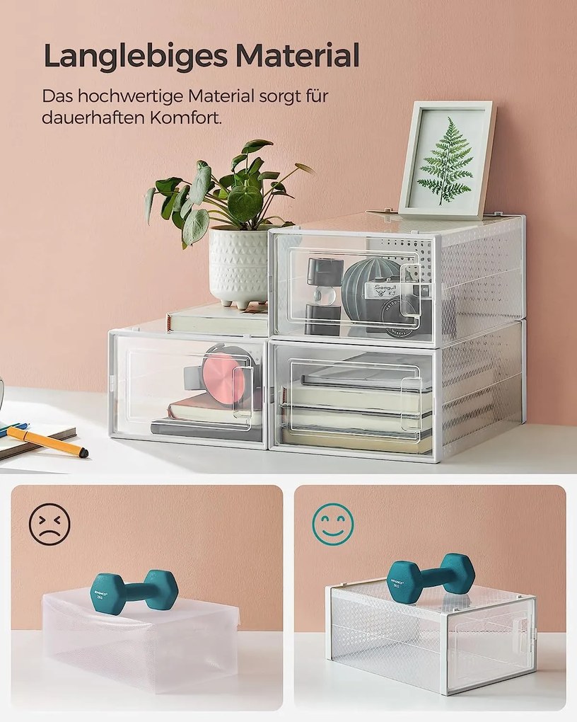 Stohovatelné úložné boxy na boty, organizéry, průhledné
