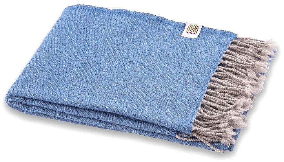 Vlněná deka Kostadina merino - modrá
