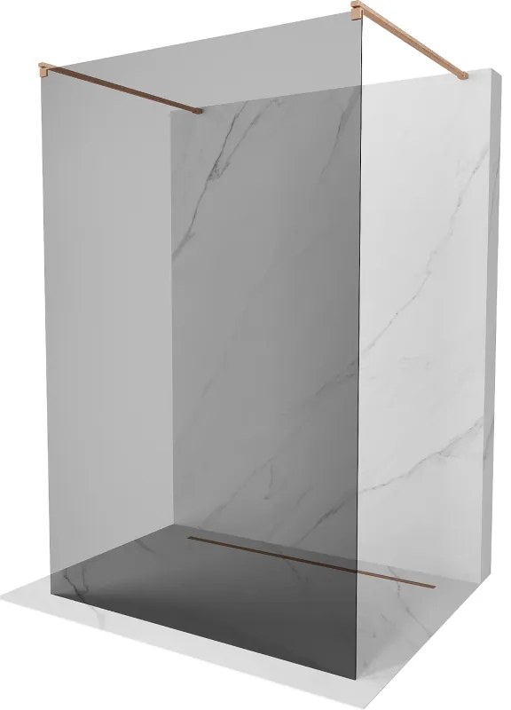 Mexen Kioto, sprchová zástěna Walk-In 120 x 200 cm, 8mm šedé sklo, měděný matný profil, 800-120-002-65-40