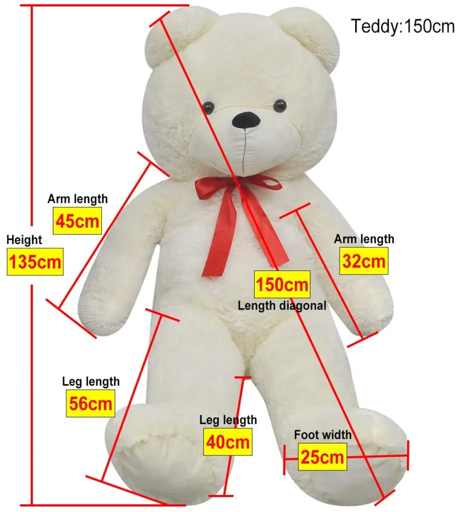 vidaXL XXL měkký plyšový medvídek na hraní bílý 135 cm