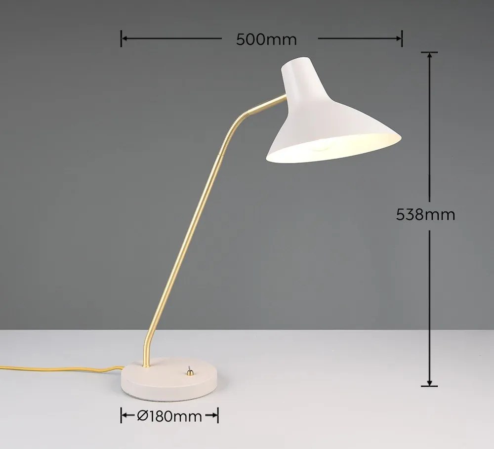 Stolní lampa s ohybatelnou konstrukcí ve zlaté barvě/slonovinová (výška 54 cm) Traveller – Trio
