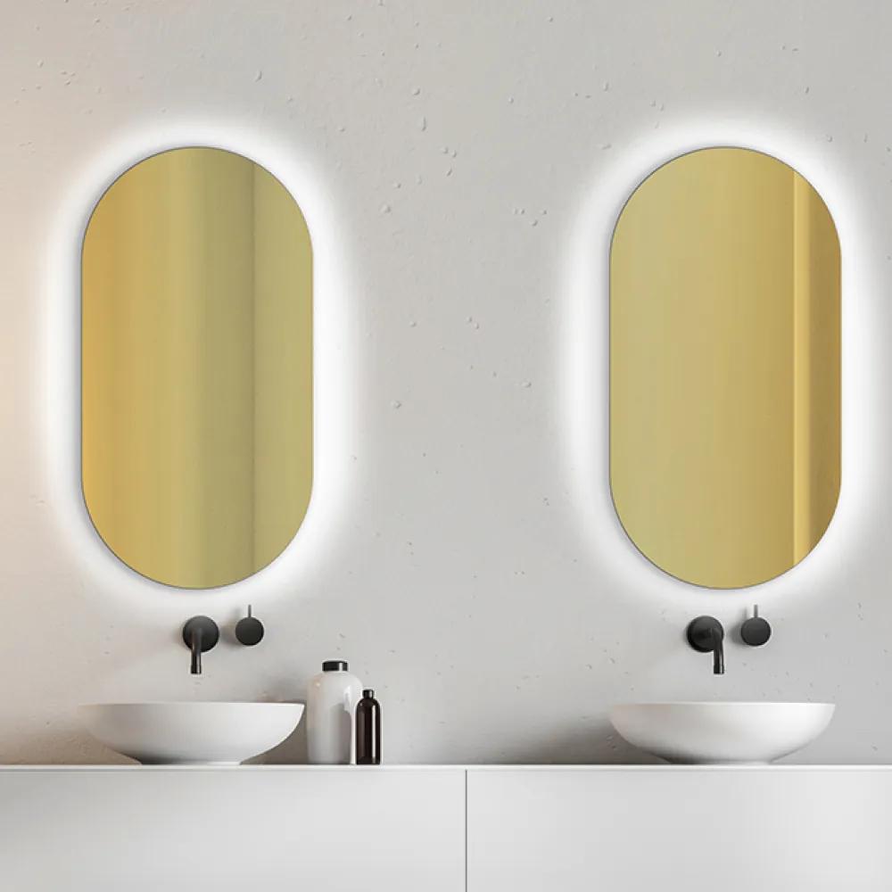 Zrcadlo Puro Zeta LED - gold glass Rozměr: 40 x 100 cm