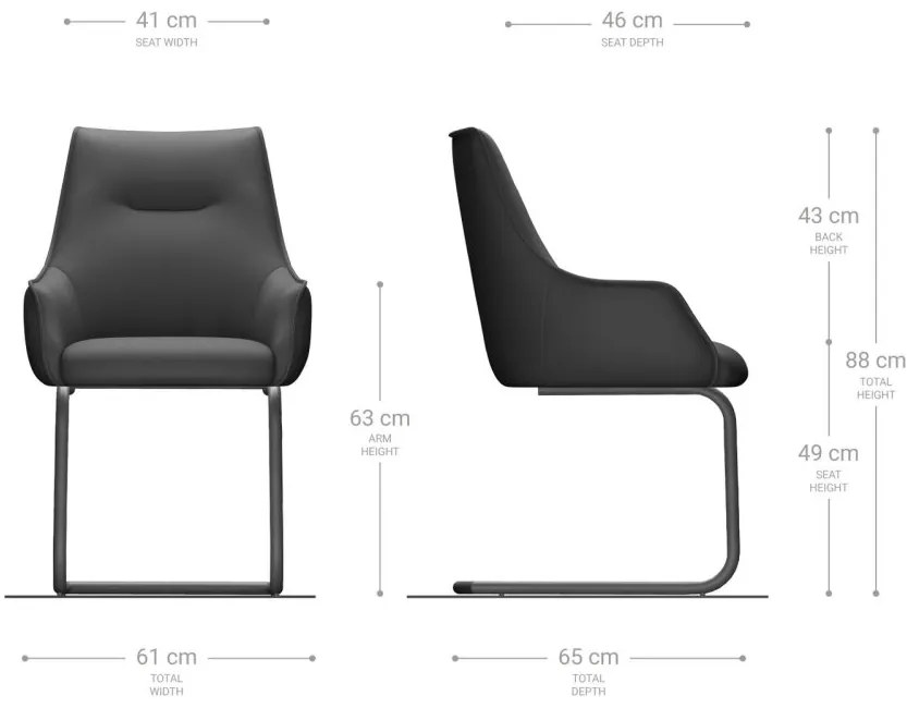 Jídelní židle Alja-Flex s područkami konzolová podnož kulatá kov černá