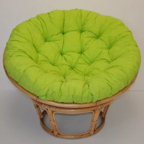 Ratanový papasan průměr 115 cm - polstr světle zelený melír