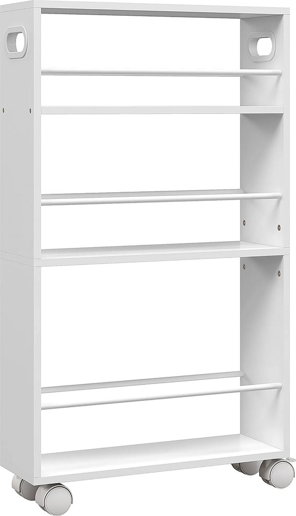 HOMCOM 3-policový kuchyňský vozík se bočními zábradlím a madly do jídelny a koupelny 45x15x80 cm Bílý