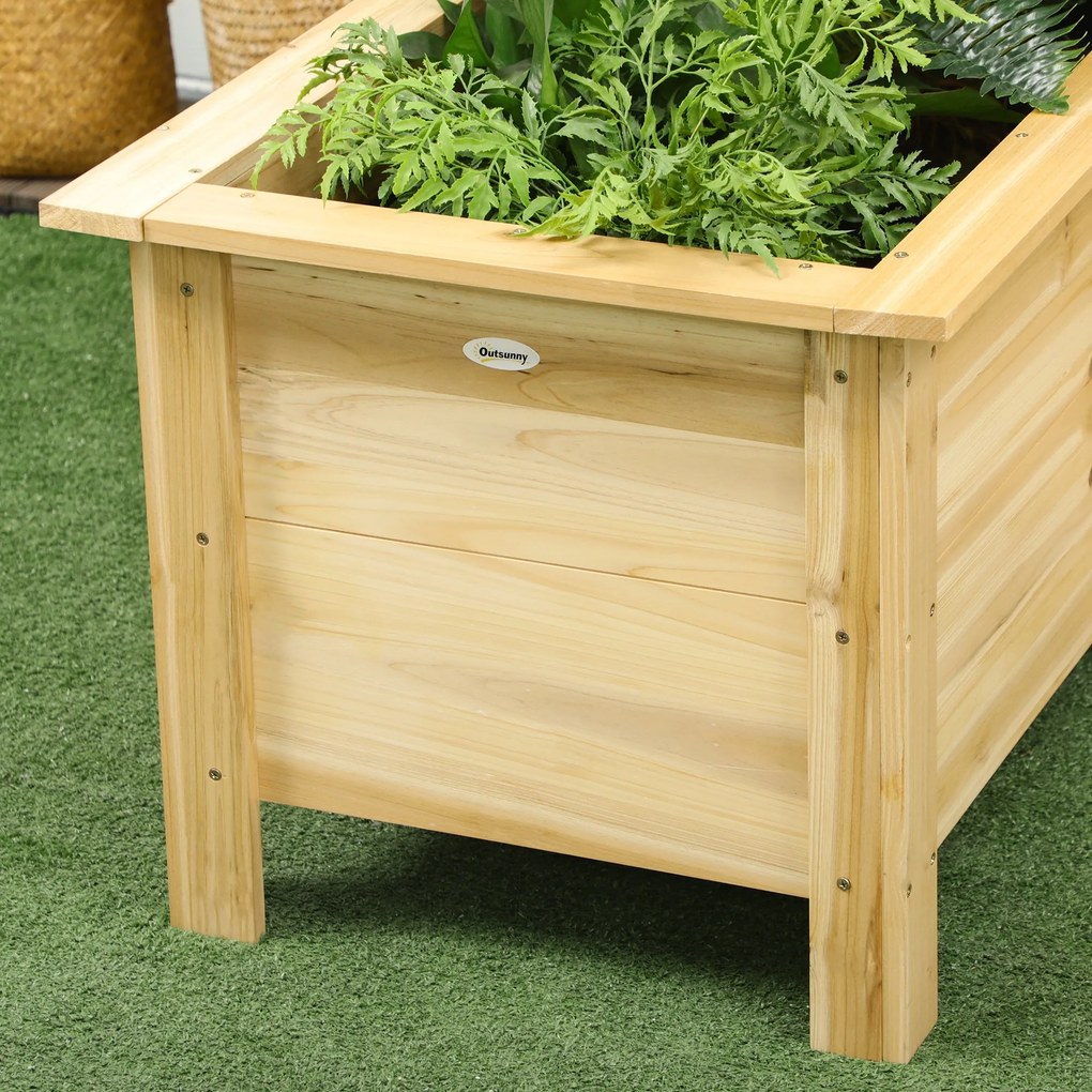 Outsunny rohový vyvýšený dřevěný záhon ve tvaru L s netkanou vložkou, venkovní záhon pro zeleninu a květiny, 120 × 120 × 50 cm, přírodní