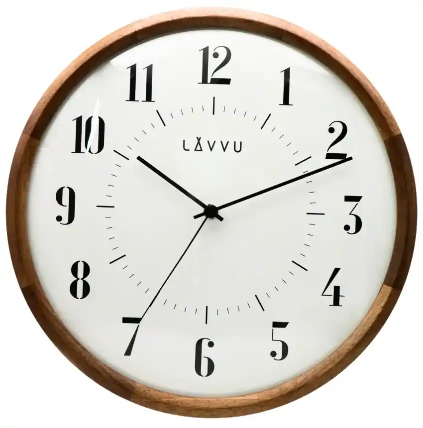 LAVVU Dřevěné hodiny s plynulým chodem RETRO ⌀31,5cm LCS4110 | BIANO