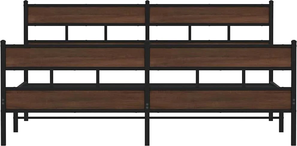 Kovový rám postele bez matrace hnědý dub 183 x 213 cm 3308479
