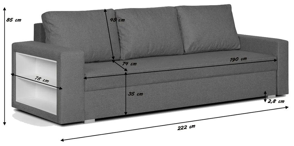 Pohovka pro 3 osoby s funkcí spaní DOLAR I Žlutá