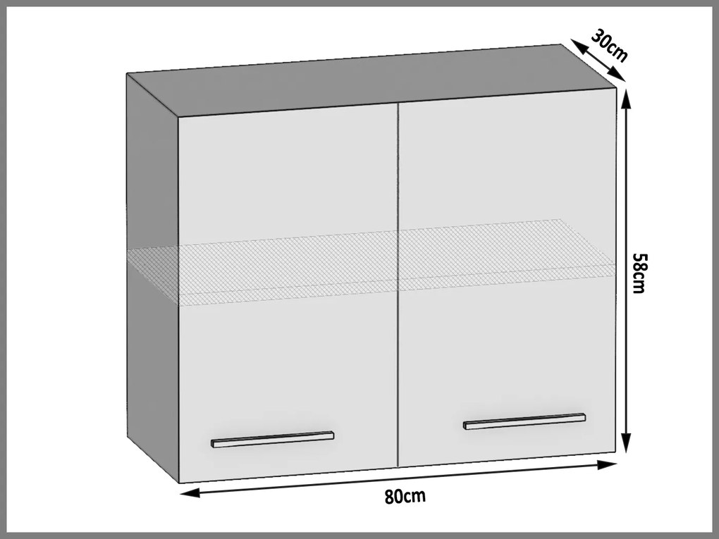 Kuchyňská skříňka Belini horní 80 cm šedý mat  TOR SG80/1/WT/SR/0/B1