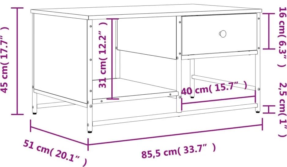 vidaXL Konferenční stolek 85,5x51x45 cm kompozitní dřevo [835341] Barva: dub sonoma
