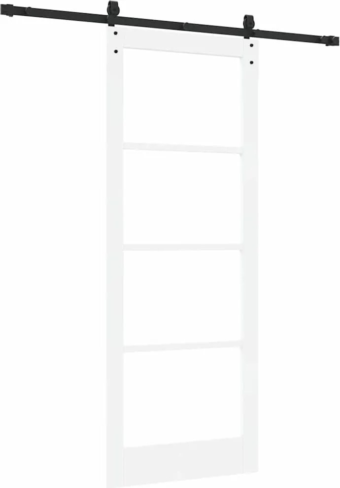 Posuvné dveře 83 x 211 cm Masivní borové dřevo a sklo Bílá 3332336