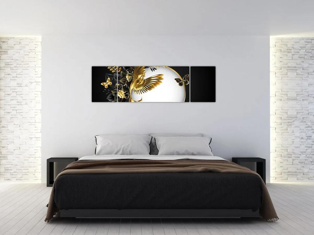 Obraz - Koule se zlatými motivy (170x50 cm)