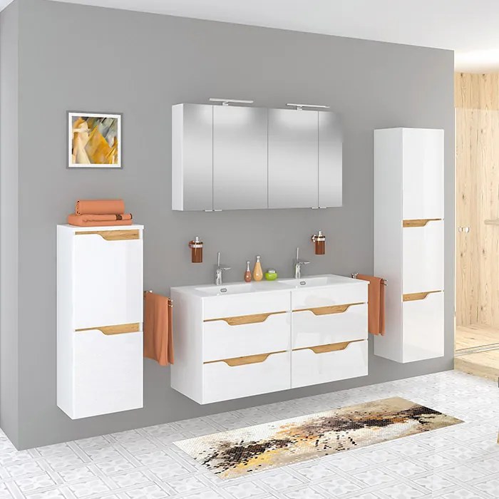 Comodo Koupelnová skříňka s keramickým dvojumyvadlem Ithaca W 120