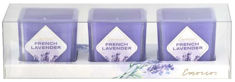 Emocio Sklo barevné 51x51x52 mm 3 ks French Lavender vonná svíčka