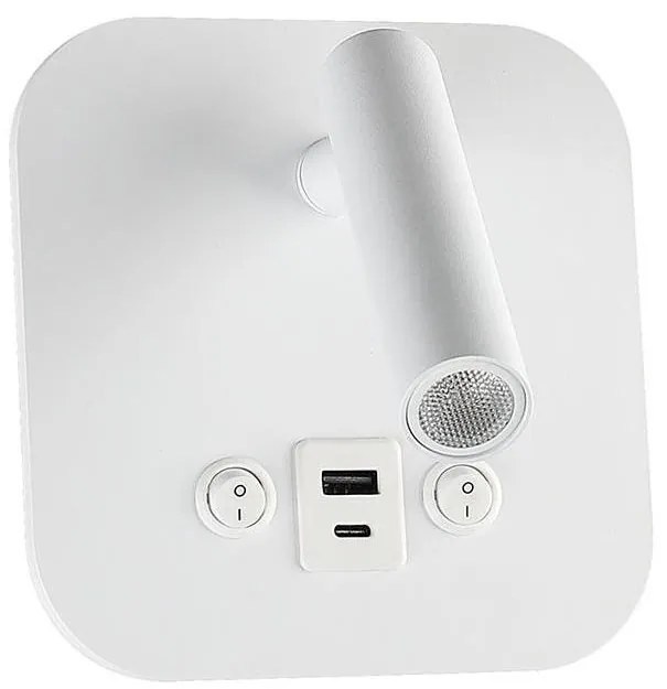 V-Tac LED Nástěnné bodové svítidlo s USB portem LED/8W/230V 3000K bílá 240026