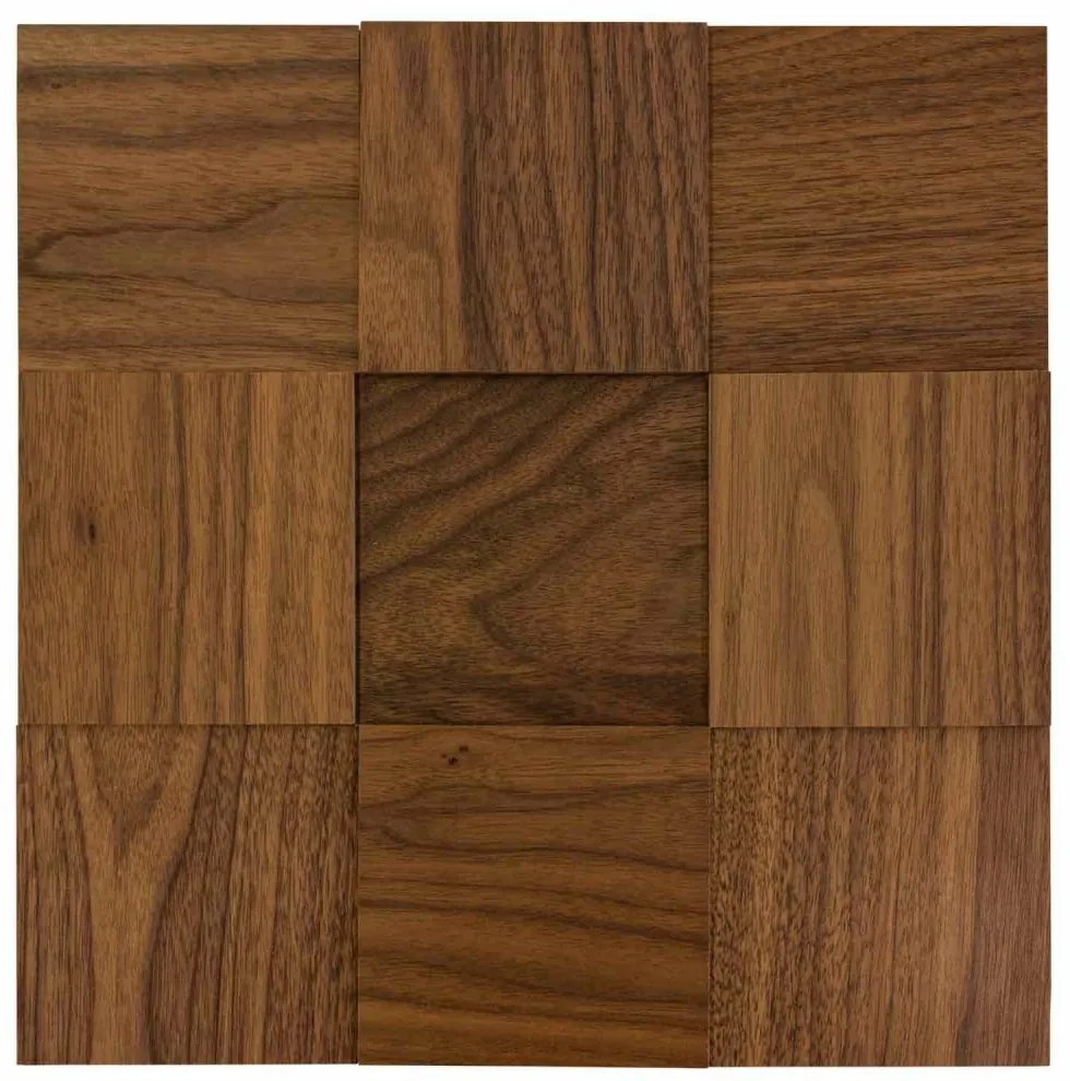 OŘECH 100, samolepící panel 300 x 300 mm (0,09 m²) - dřevěná mozaika 3D Broušený - olejovaný