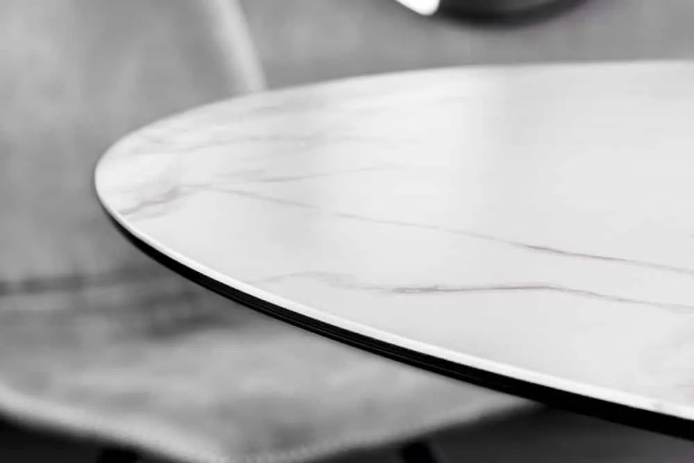 invicta interior Kulatý jídelní stůl Alpine 120cm bílý mramor keramika 44230